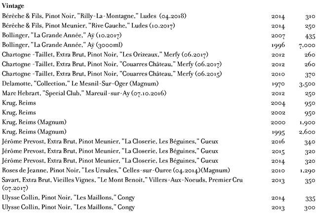 Menu at Per Se restaurant, West New York