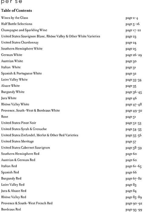 Menu at Per Se restaurant, West New York