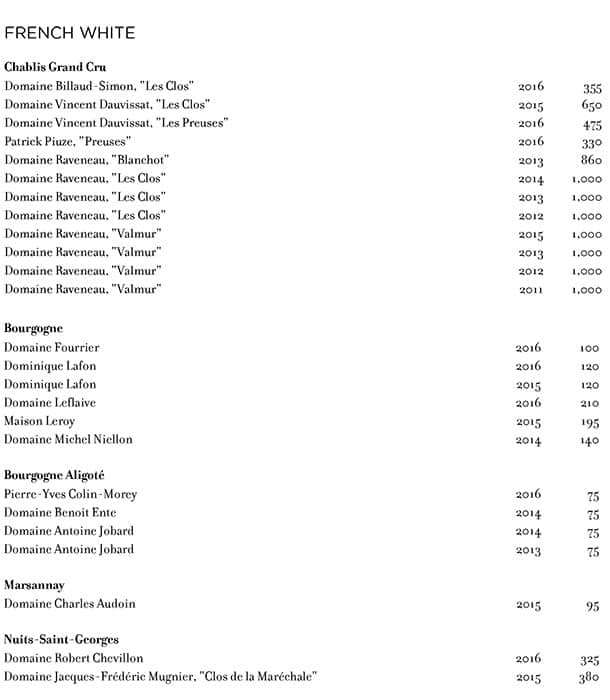 Menu at Per Se restaurant, West New York