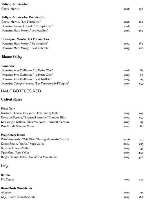 Menu at Per Se restaurant, West New York