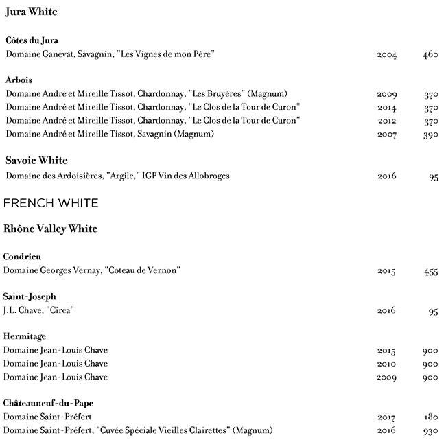 Menu at Per Se restaurant, West New York