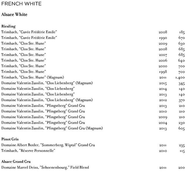 Menu at Per Se restaurant, West New York
