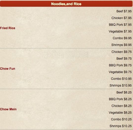 Menu at Chef's Experience China Bistro restaurant, Hayward