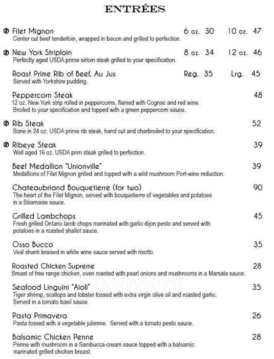 Menu at The School Fine Dining steakhouse, Markham