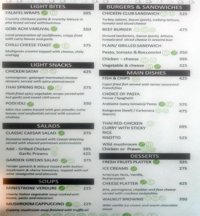 Menu at The Lounge - Holiday Inn, Chennai