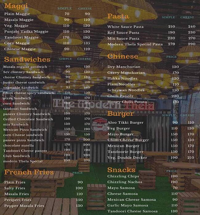 Menu at The Modern Thela, Indore, Silicon City Main Rd