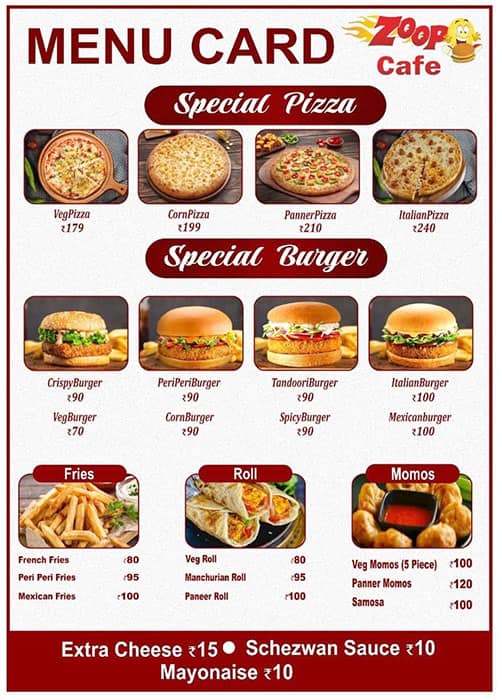 Menu of Zoop Cafe, Amberpet, Hyderabad