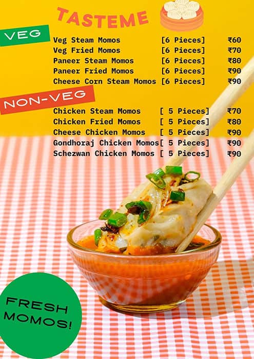 Menu of Taste Me, Serampore, Kolkata