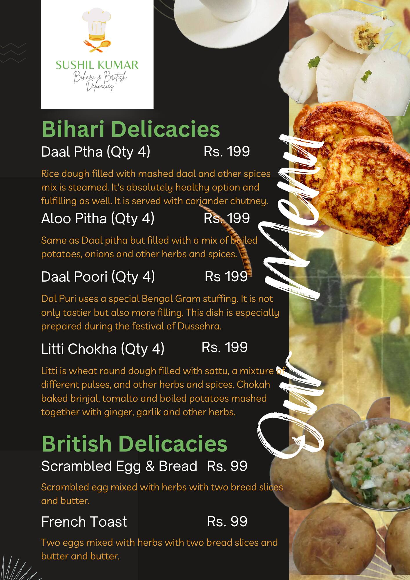 Menu of Sushil Kumar Kitchen, Varthur Main Road, Whitefield, Bangalore
