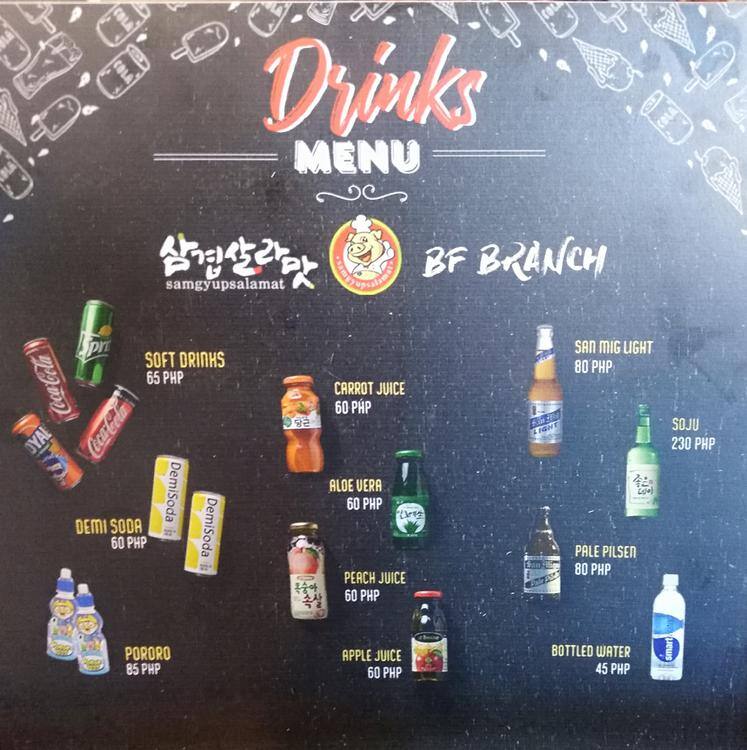 Menu at Samgyupsalamat BBQ, Manila, Mabini St. Cor. Padre Faura St. Malate