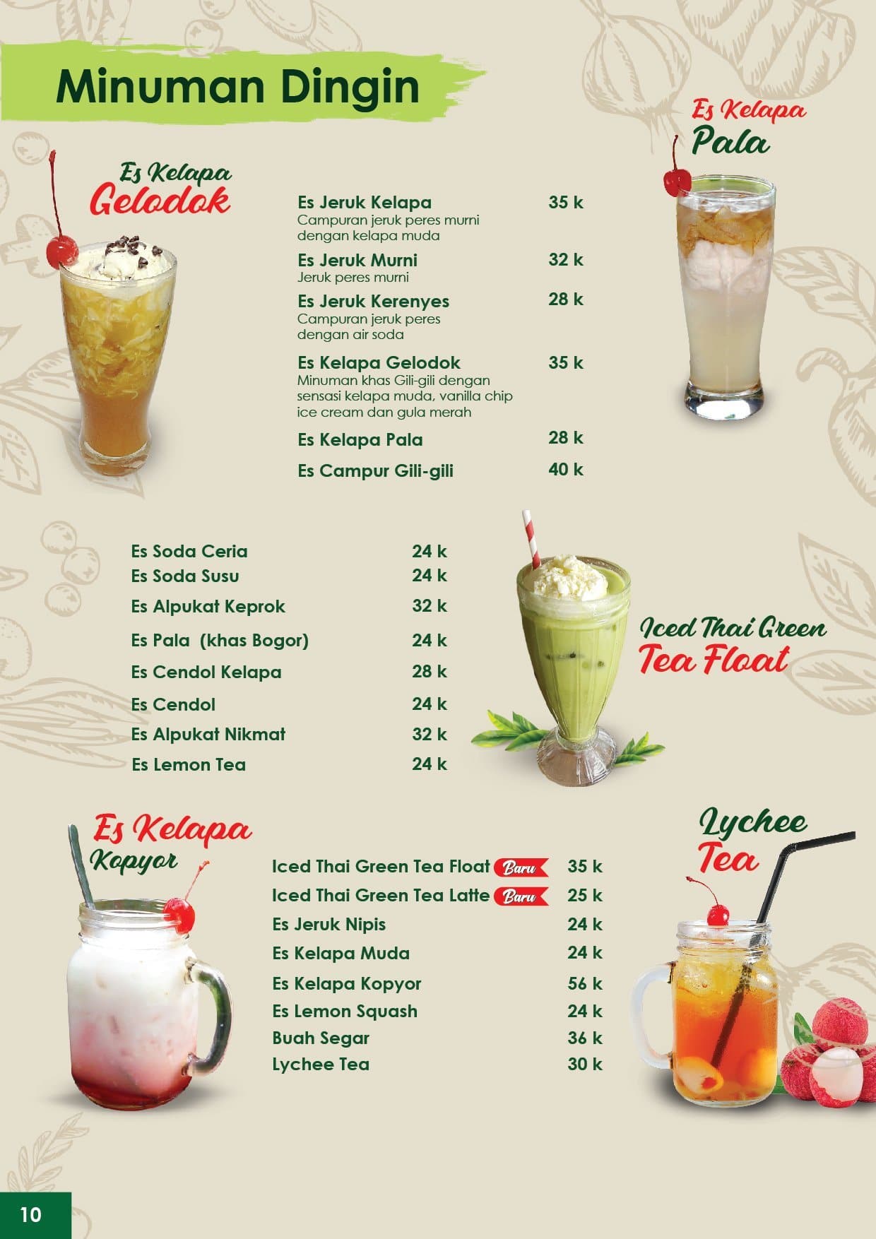 Menu at Riung Gili-Gili restaurant, Bogor