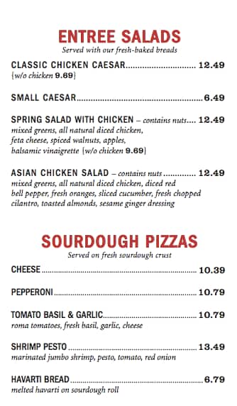 Menu at Boudin Bakery Cafe, San Francisco, Macy's