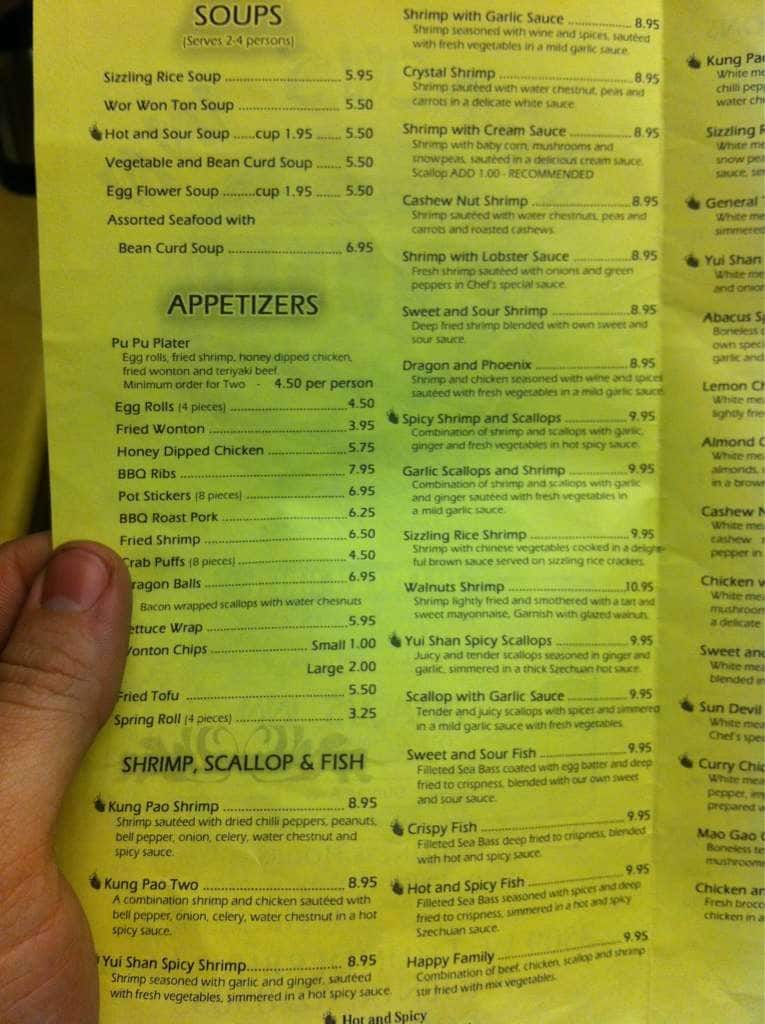 Menu at Abacus Inn Chinese Restaurant, Phoenix, W Thunderbird Rd