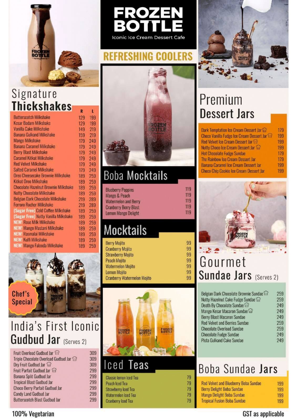 Menu of Frozen Bottle - Milkshakes, Desserts And Ice Cream, FC Road, Pune
