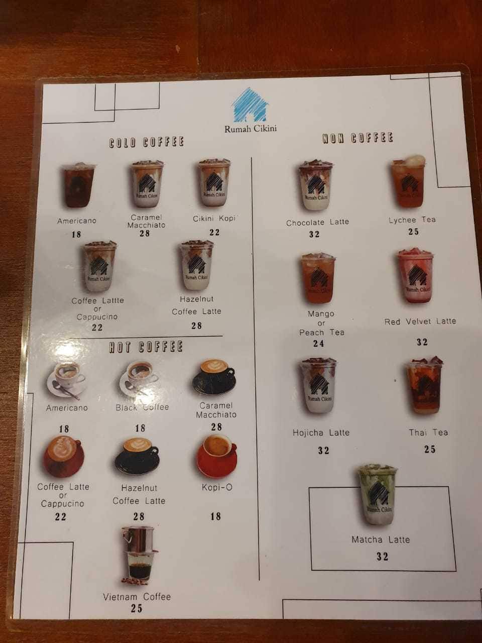 Menu at Rumah Cikini restaurant, Central Jakarta, Jl. Cikini V No.16