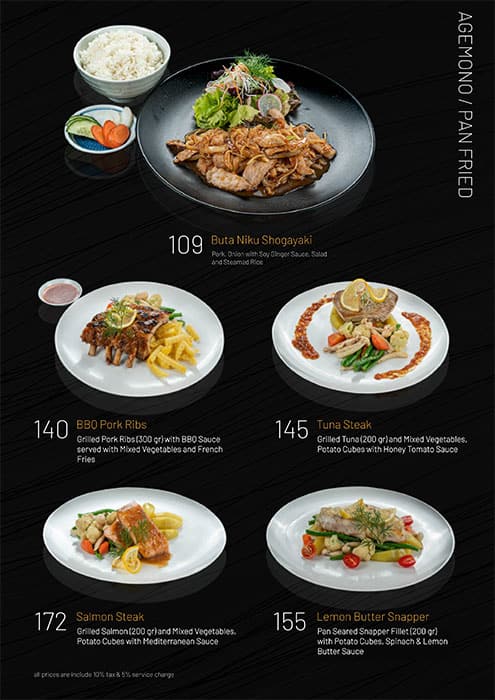 Menu at Ensō Japanese Fusion & Bar, Mengwi