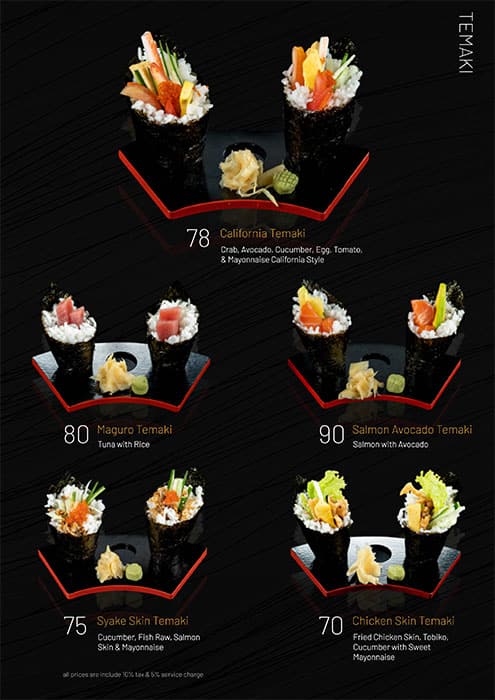 Menu at Ensō Japanese Fusion & Bar, Mengwi