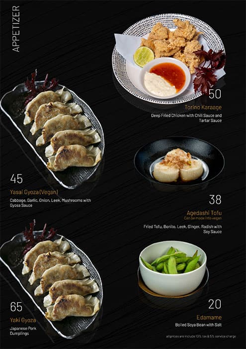 Menu at Ensō Japanese Fusion & Bar, Mengwi