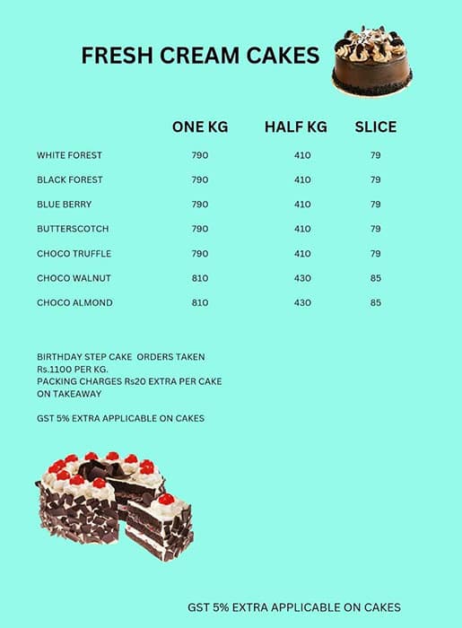 Menu of Creme Cafe, Santhome, Chennai