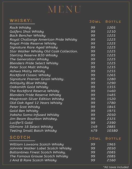 Menu of Street Bar, Malviya Nagar, Jaipur