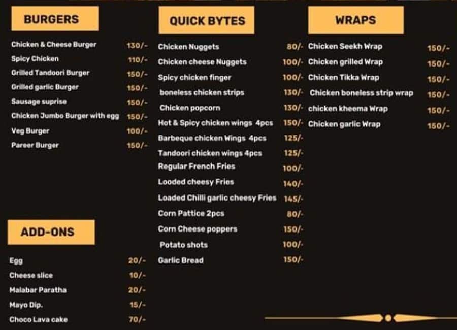 Menu of The Hangover Cafe, NIBM Road, Pune