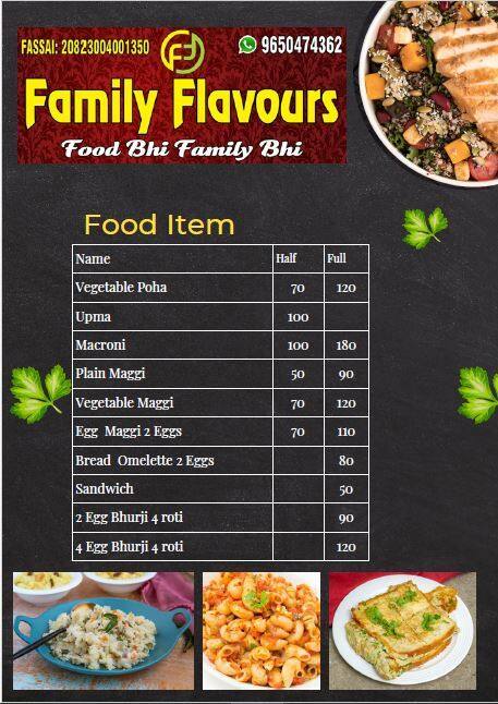 Menu of Family Flavours, Jawahar Colony, Faridabad