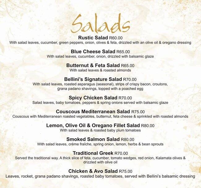 Carta de Café Bellini, Benoni