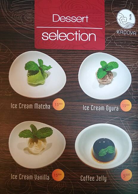 Menu at Kadoya Restaurant, Jakarta