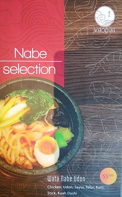 Menu at Kadoya Restaurant, Jakarta