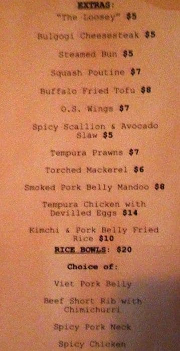 Menu at ODDSEOUL pub & bar, Toronto