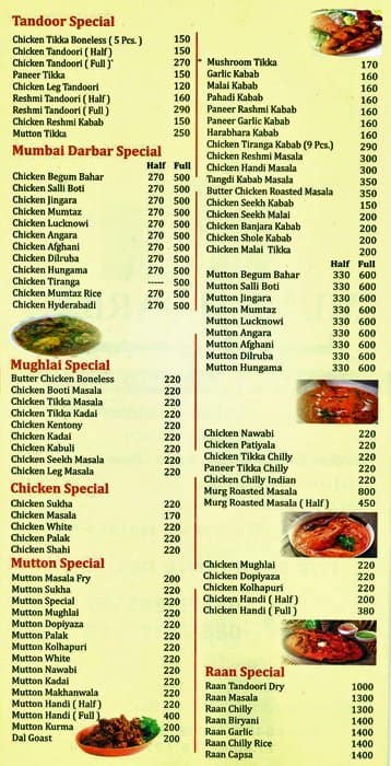 Mumbai Darbar Menu, Menu for Mumbai Darbar, Mazgaon, Mumbai - Zomato