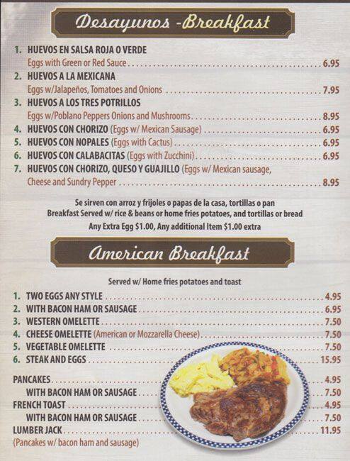 Menu at Los Tres Potrillos pub & bar, New York City, 82-11 Roosevelt Ave