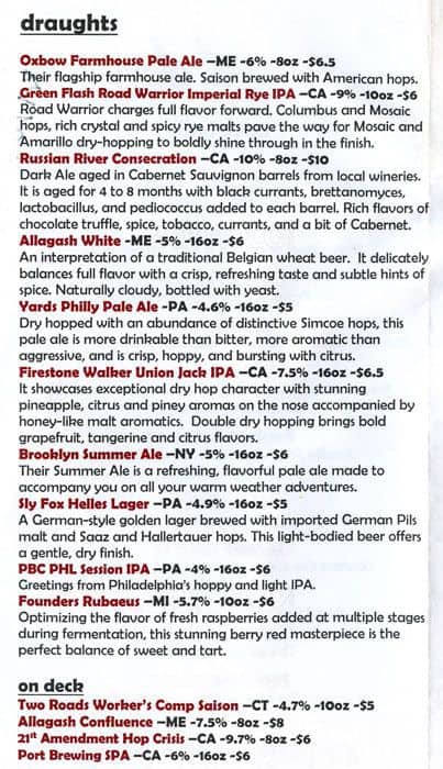 Menu at Good Dog Bar, Philadelphia