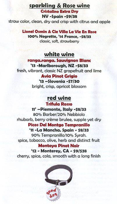 Menu at Good Dog Bar, Philadelphia