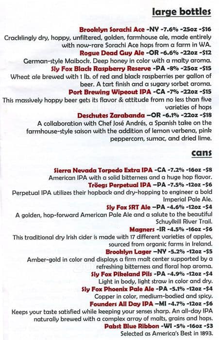 Menu at Good Dog Bar, Philadelphia