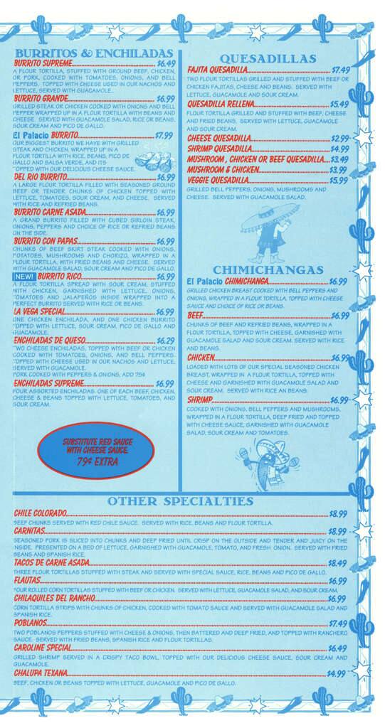 Menu at Ameca Mexican Restaurant, Warren