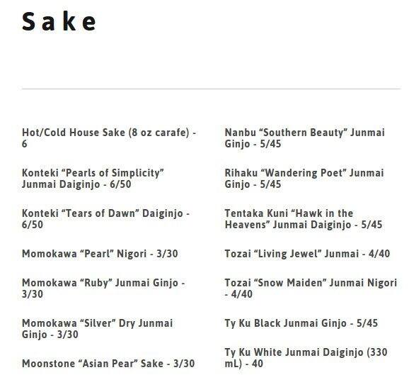 Menu at Goro Ramen + Izakaya restaurant, Oklahoma City