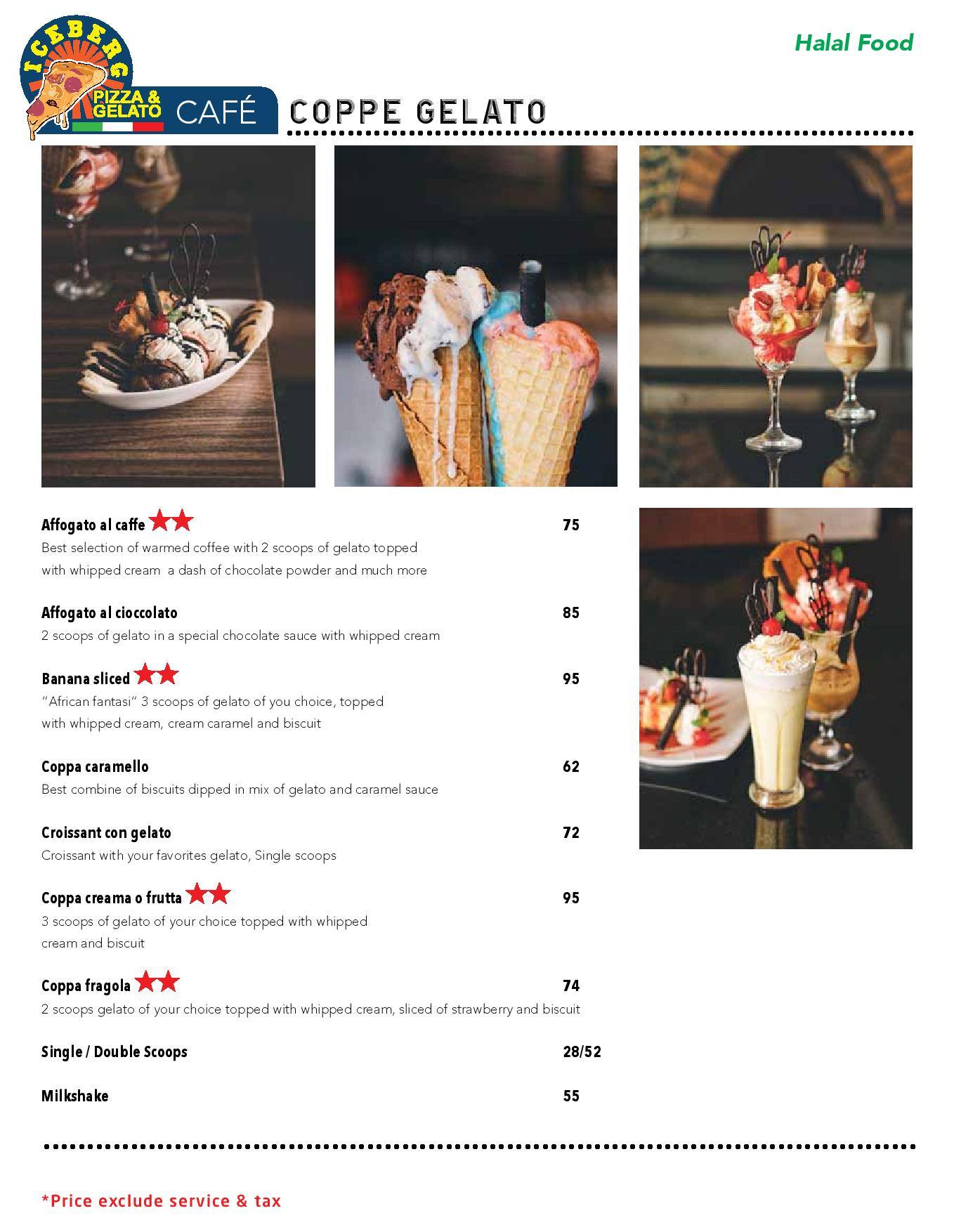 Menu at ICEBERG PIZZA AND GELATO restaurant, Jakarta