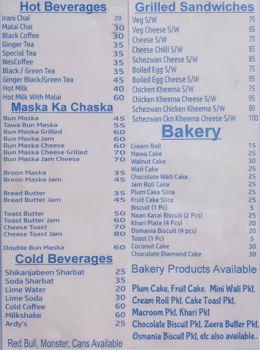 Menu of Cafe India, Kondhwa, Pune