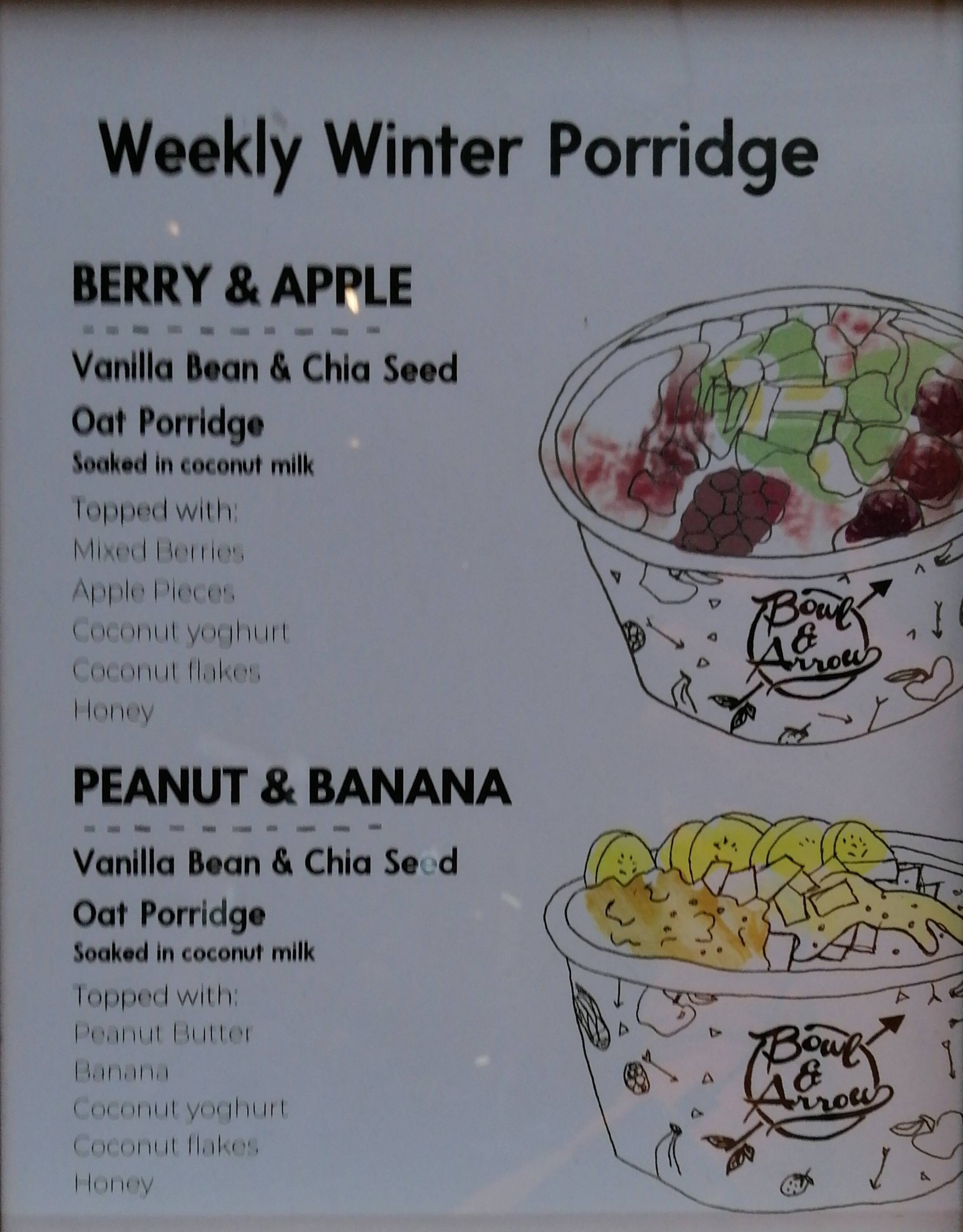 Menu at Bowl & Arrow cafe, Auckland, Queen St