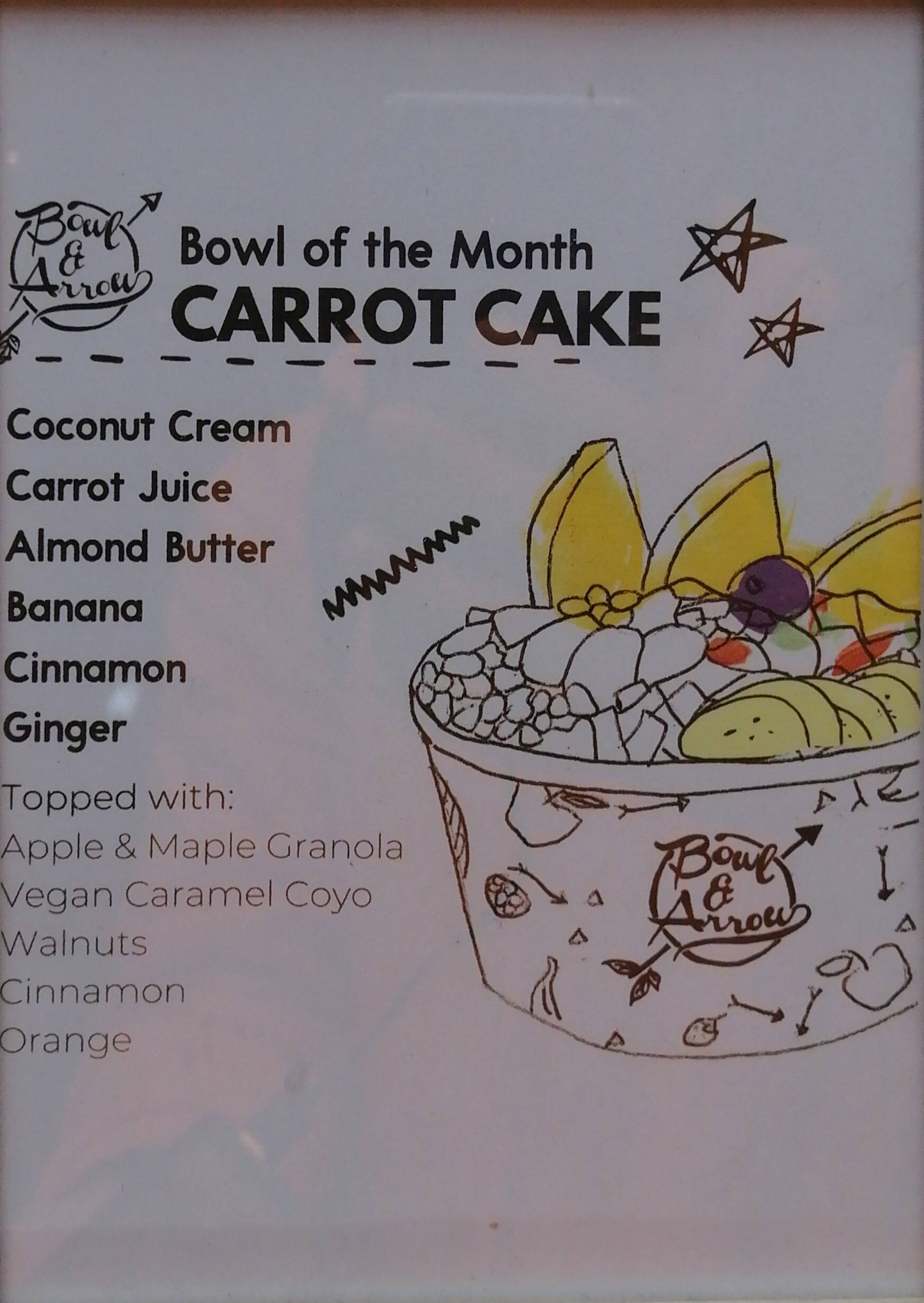 Menu at Bowl & Arrow cafe, Auckland, Queen St