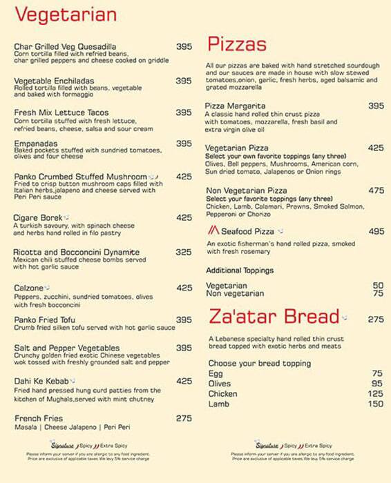 Menu at Marquis - Radisson Blu, Bengaluru