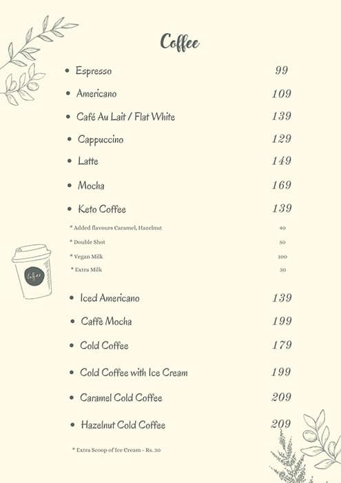 Menu of Hygge, Garia, Kolkata