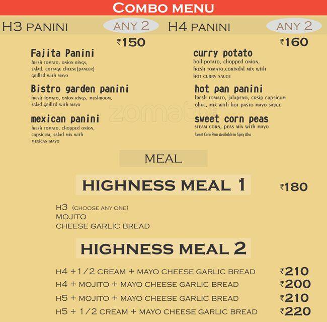 Menu at Highness, Navi Mumbai, 12