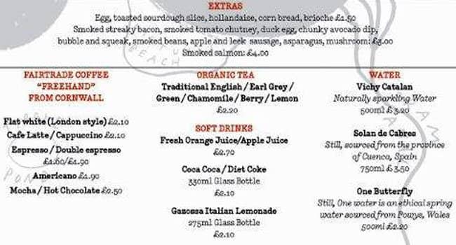 Menu at Esca cafe, London, 160 Clapham High St