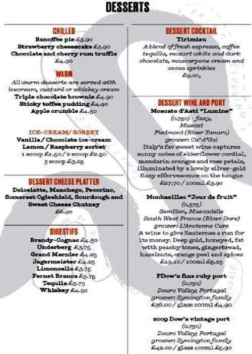 Menu at Esca cafe, London, 160 Clapham High St