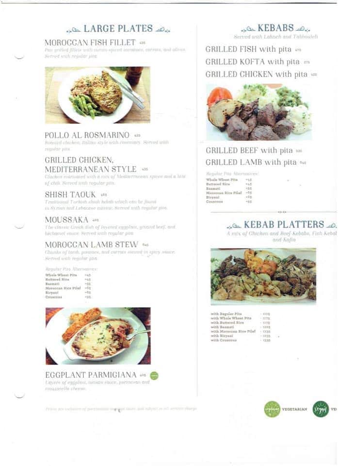Menu at Cafe Mediterranean, The, Pasay, F & B 4/F Newport City Vab Brgy ...