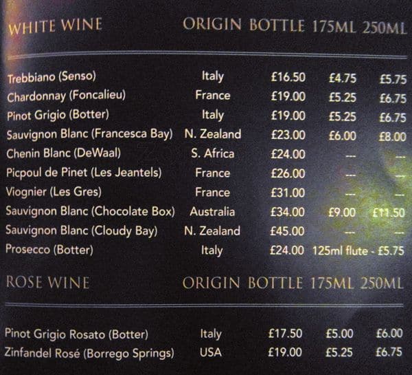 Menu at The Angels Share Hotel and Bar, Edinburgh