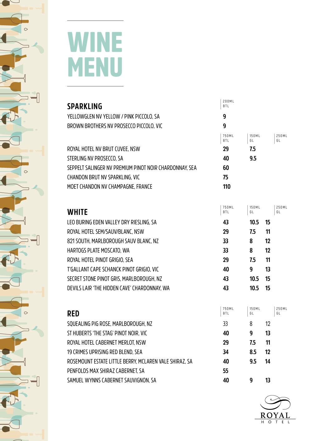 Menu at Royal Hotel Randwick pub & bar, Randwick