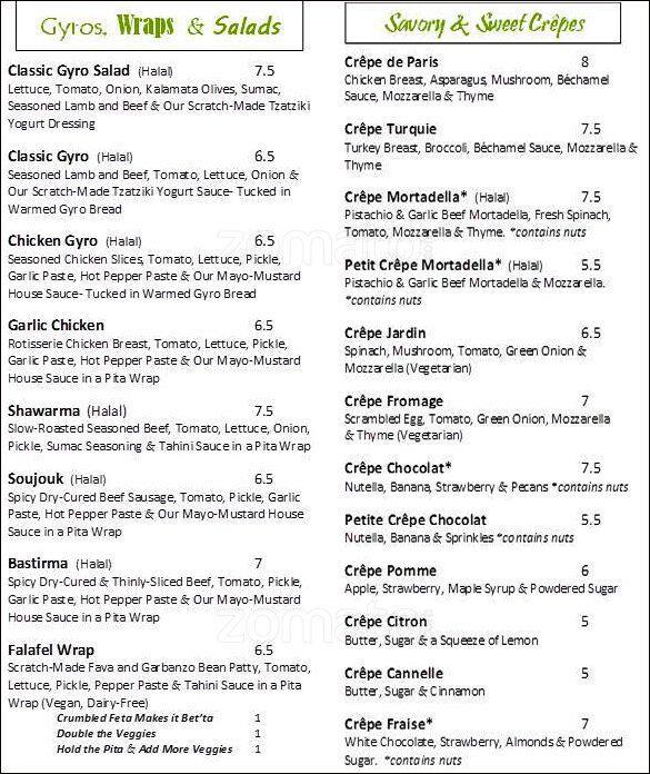 Menu at Byblos Deli restaurant, Bellevue